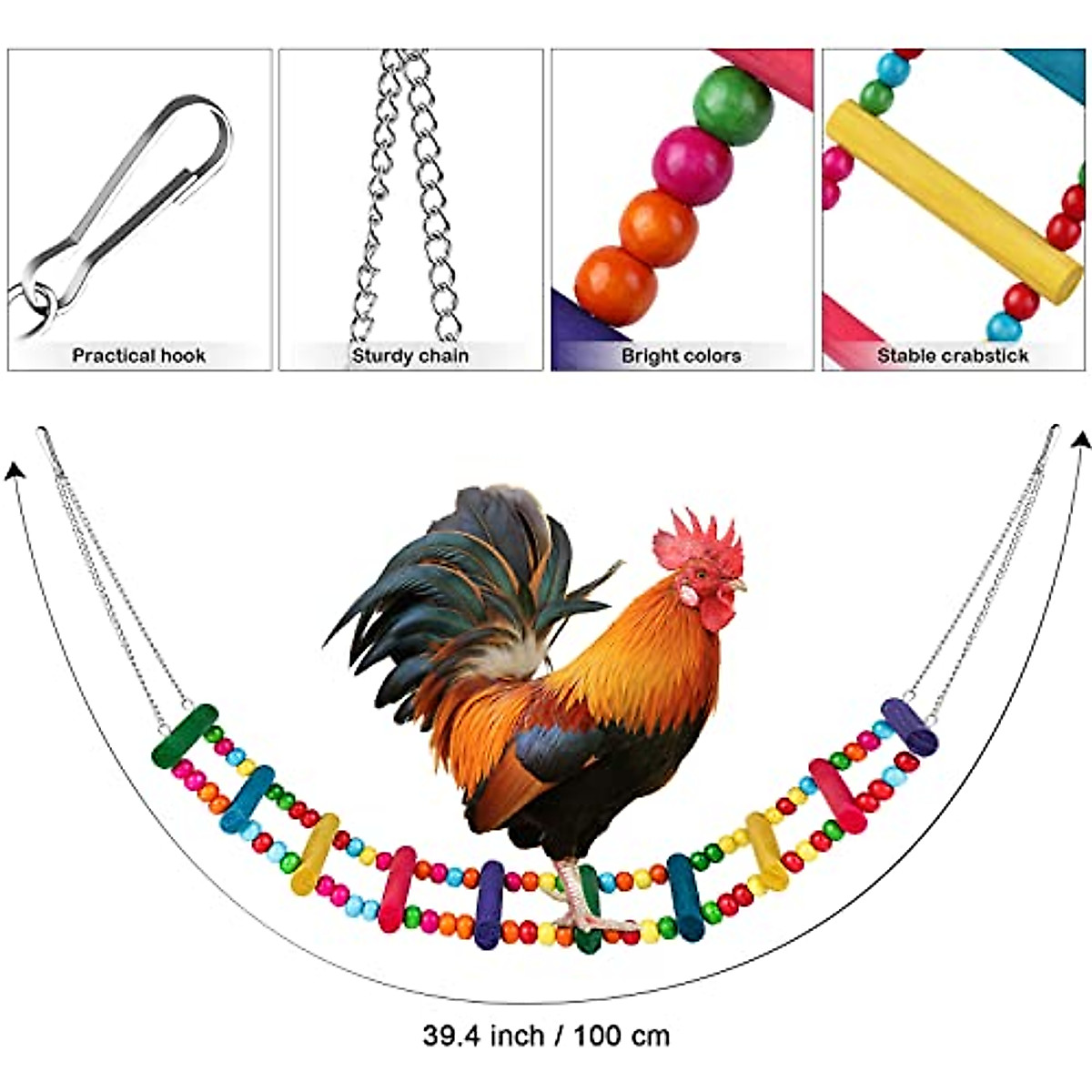 Tiibot 10 Pieces Chicken Toys Set for Hens Including Chicken Xylophone Toy Chicken Coop Mirrors Swing Ladder Toys Chicken Pecking Toys Veggies Skewer Vegetable Hanging Feeder for Chicken Coop