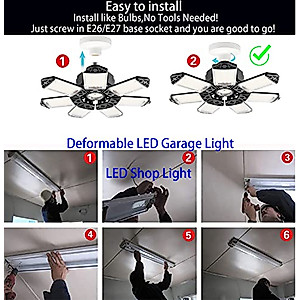HFengQ 2-Pack LED Garage Lights, 200W Garage Light with 7+1 Multi-Position Panels,20000LM 6500K Deformable LED Ceiling Shop Lights for Garage, Workshop, Basement,Warehouse