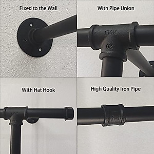 ONOTETUT Industrial Pipe Clothing Rack with Shelves,48 Inch Industrial Clothing Rack,Pipe Clothing Rack,Industrial Wall Mounted Clothes Rack,Pipe Clothes Racks for Hanging Clothes