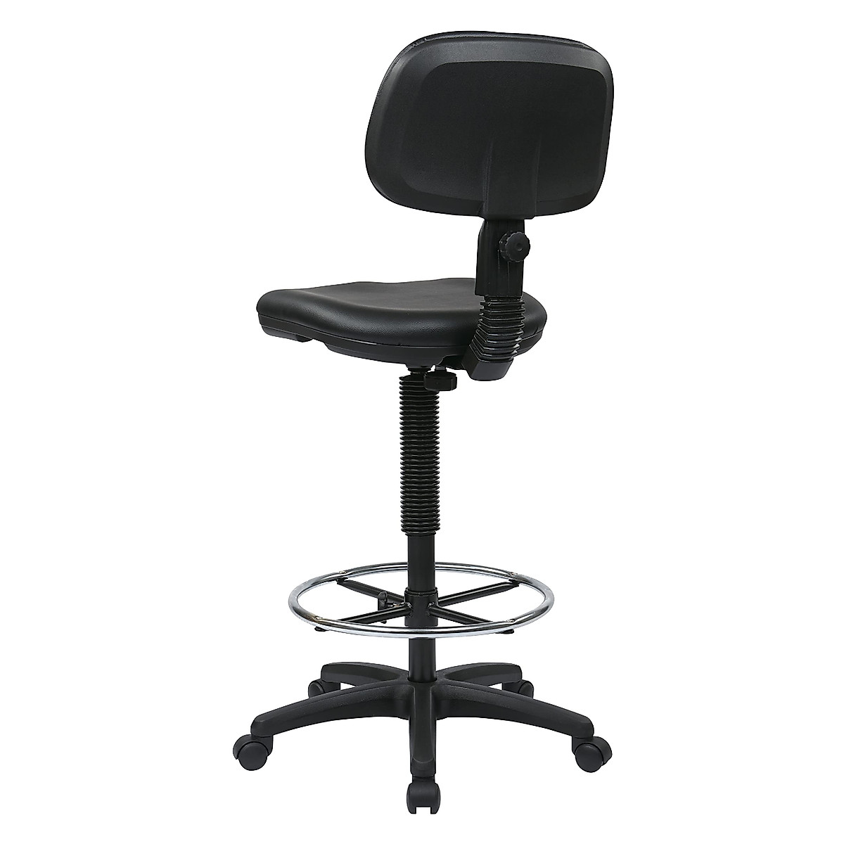 Office Star DC Series Adjustable Drafting Chair with Foot Ring and Sculptured Foam Seat, Black Vinyl