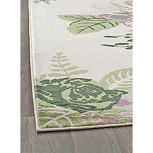Rugs America Hanna VA40A Rose Garden Cream Floral Transitional Area Rug, 5'x7'