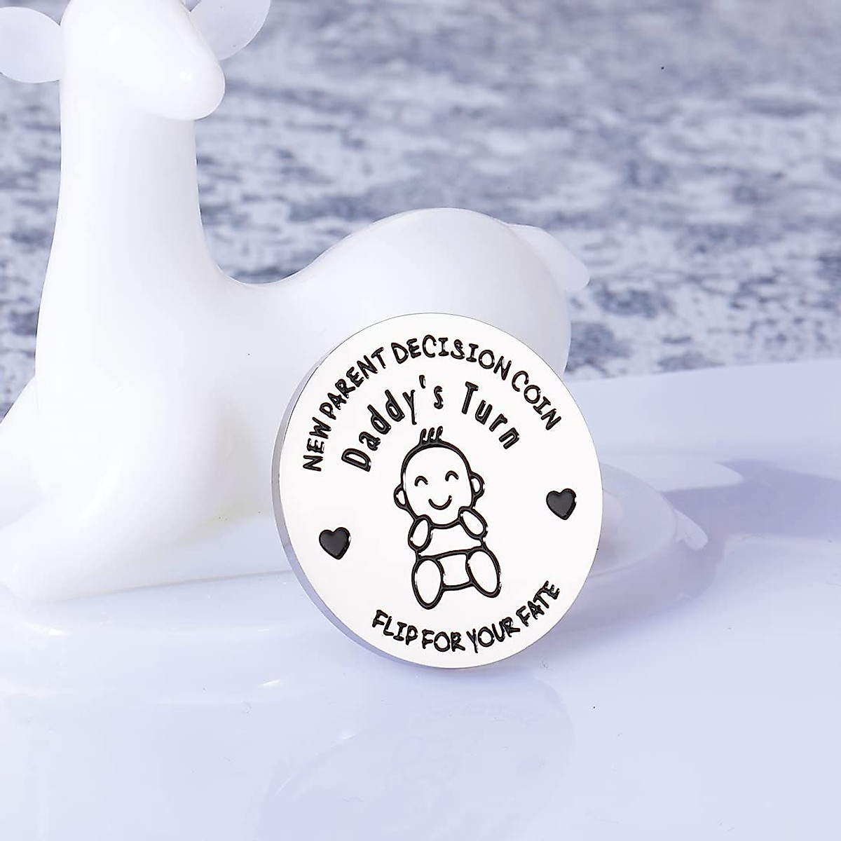 Funny New Baby Decision Coin for Parent, Pregnancy Gifts for First Time Mom Dad, Baby Shower Mothers Fathers Day Gift for Mum Dad to Be, Christmas Birthday Thanksgiving Present Double-Sided Coin