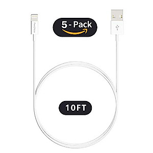 iPhone Charger Fast Charging[Apple MFi Certified] 5pack 10FT Long Lightning Cable Fast High Speed Data Sync iPhone Charger Cord for iPhone 14/13/12/11 Pro Max/XS MAX/XR/XS/X/8/7/Plus airpods (White)