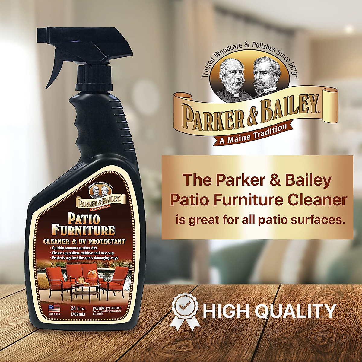 PARKER & BAILEY Patio Furniture Cleaner - Outdoor Furniture Cleaner UV Protectant Outdoor Patio Cleaner Spray Clean Outdoor Cushions Fabric Cleaner for Furniture Upholstery Stain Remover