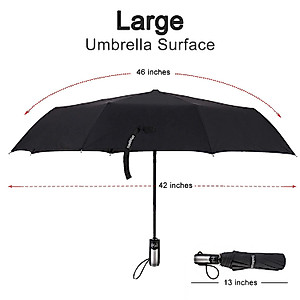 TradMall 5 Pack Bulk Umbrellas Travel Windproof Portable Compact Large Size Canopy for Rain Auto Open & Close, Black