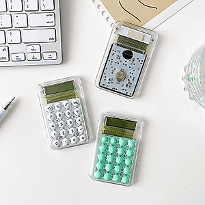 Mini Cute Calculator Kawaii Calculator Transparent Calculator Portable Pocket Calculator for Students and Kids (Green)