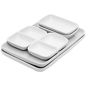 Starfrit T092507 Ceramic Modular Fondue Serving Dishes, 2 Sets, One Size, Silver