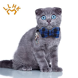 LLHK 4 Pack Small Fish Cat Collars with Bow Tie and Bell,Personalized Breakaway Kitten Collar for Girl boy Cats,Adjustable 7-12inch,Cute for Kitty Kitten Adult Cats,Pet Supplies,Stuff,Accessories