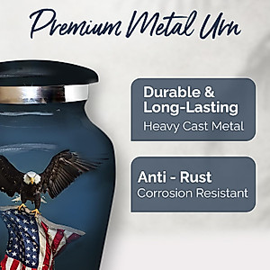 Eagle Urns for Human Ashes Adult Man - Military Urn - Patriotic Urn for Male & Female - Honor Your Loved One with Memorial Cremation Urns - Funeral Urns for Army Veterans (Black, Small)