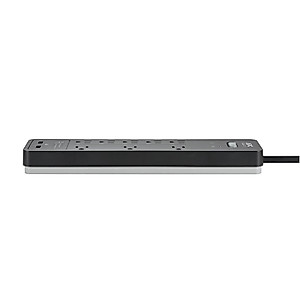 APC Power Strip Surge Protector with USB Charging Ports, PH8U2, 2160 Joules, Flat Plug, 8 Outlets Black