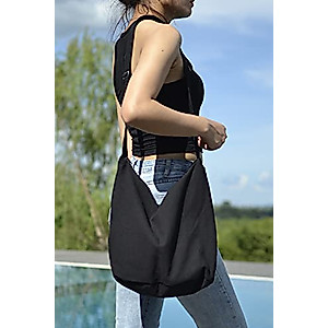 Your Cozy Sling Purse Hippie Bags For Women Crossbody Bag Thai Top Handmade Shoulder Bag with Adjustable Strap Black