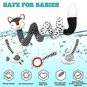 Car Seat Toys Baby Toys 0-3 Months Infant Toys Spiral Stroller Toys, Newborn Toys Black and White Baby Toys, High Contrast Baby Toys for Crib Mobile, Baby Toys Gift for 0 3 6 9 12 Months Girls Boys