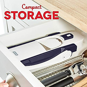 DASH Safe Slice® Mandoline Slicer, Julienne + Dicer for Vegetables, Meal Prep & More with 30+ Presets & Thickness Adjuster - Midnight Navy