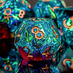 KERWELLSI Resin DND Dice Set D&D, Dungeons and Dragons Dice with Box, 7 Piece Polyhedral Role Playing Dice, Sharp Edge RPG D and D Dice D20 D12 D10 D8 D6 D4