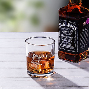 Modwnfy Papa’s Sippy Cup Whiskey Glass, Father’s Old Fashioned Glass, Scotch Glass on Father’s Day, Birthday, Christmas for Dad, Father, Daddy, Husband, Him, 10 Oz