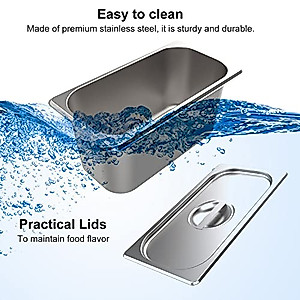 Valgus Commercial Stainless Steel 4 Sections Bain Marie Food Warmer 16 Qt Buffet Server with Lid and Tap for Home, Catering, Restaurants