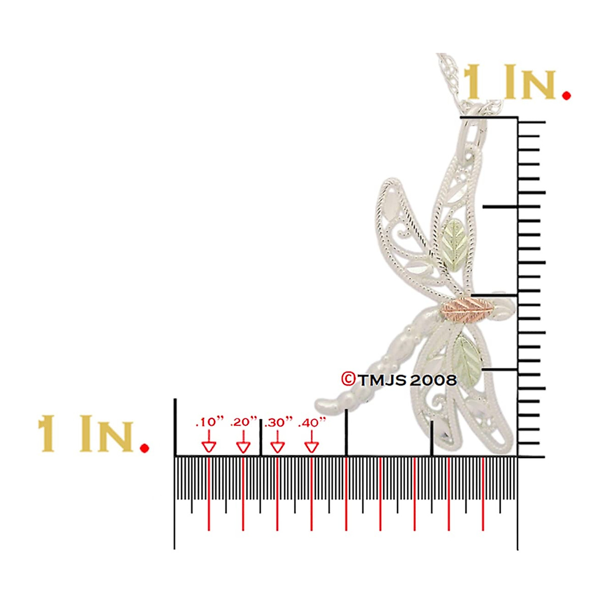 Dragonfly Pendant Necklace, Sterling Silver, 12k Green Gold, 12k Rose Gold Black Hills Gold, 18''