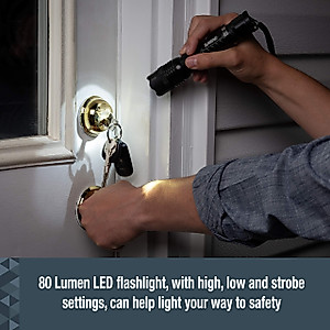 SABRE 2-in-1 Stun Gun with Flashlight and Belt Holster, Emits 1.60 Powerful Pain Inducing Microcoulombs (µC) Charge, 120 Lumen LED Flashlight, Rubberized Grip, Compact Design, Rechargeable