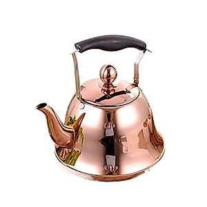 Kettle - Stainless Steel Whistle Kettle Gas Induction Cooker Kettle Household Gas Kettle Creative Teapot (Capacity : 2L, Color : Gold)