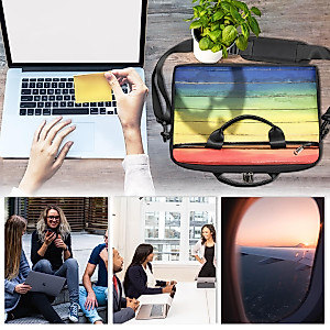 Rainbow Love Print Laptop Computer Bag Waterproof Shoulder Messenger Bag 13-15 inch Durable Laptop Tote Bag with Shoulder Strap Handle Lightweight Crossbody Briefcase