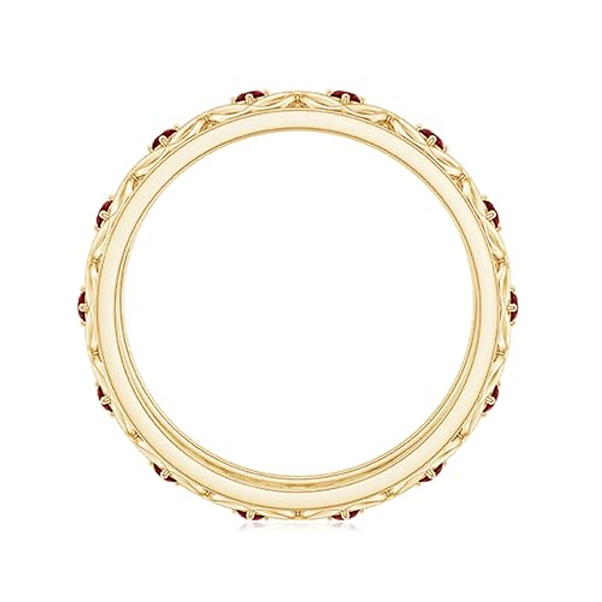 Rosec Jewels Vintage Inspired Lab Grown Ruby Eternity Band, Celtic Knot Design (AAAA Quality Certified Ruby) - Wedding Anniversary Band Ring, 14K Yellow Gold, Size:US 5.00