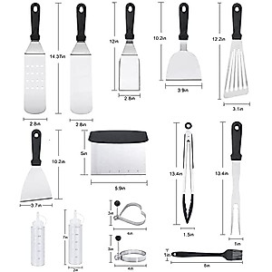 Griddle Accessories for Blackstone,Moulyan 14PCS Griddle Accessories Kit,Flat Top Grill Accessories for Outdoor Grill,Professional BBQ Grill Tools Set with Spatula, Scraper, Bottle, Tongs, Egg Ring