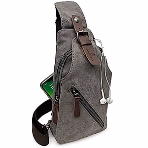 CONVIDENT Unisex Canvas Sling Bag - Small Crossbody Bag Backpack Shoulder Casual Daypack for Men/Women (Gray)