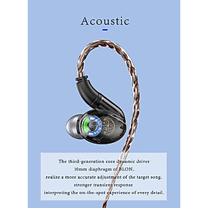 H HIFIHEAR Blon Z200 Earbuds in Ear Headphones Monitor Zinc Alloy 10mm Carbon Diaphragm Comfortable Earphones Noise Reduction for Cell Phone Laptop（Purple Without mic）