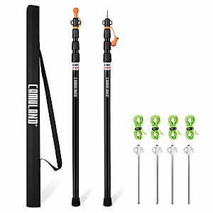 Tent Poles for Tarp, CAMULAND Telescoping Camping Gear Accessories Stakes for Hammock Rain Fly Sun Shade Adjustable Lightweight Aluminum Set of 34.5" - 110.2" Hiking, Awning/Outdoor with Carry Bag