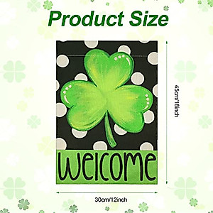 St Patricks Day Flag, 12×18 Inch Double-Sided St. Patrick's Day Garden Flag Clover Design Shamrock Flag Spring Decorations for St. Patrick's Day Holiday Outdoor Home