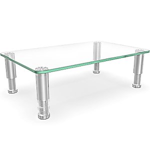 Clear Computer Monitor Stand Riser with Height Adjustable Multi Media Desktop Stand for Flat Screen LCD LED, Laptop/Notebook/Xbox One,HD01T-002