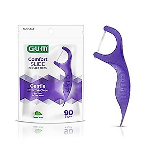 GUM Comfort Slide Flossers for Tight Spaces, Fresh Mint, Dental Floss Picks, 90 Count