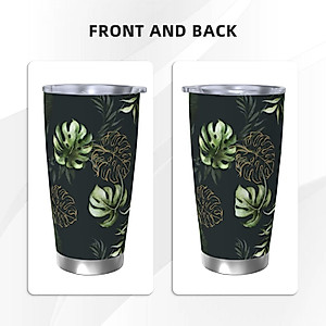 CHASOEA Tropical Leaves Tumbler 20oz Palm Leaf Stainless Steel Vacuum Insulated Tumblers with Lid and Straw Plants Travel Coffee Mug Tea Wine Cups Water Bottle Gifts for Women Plants Lovers