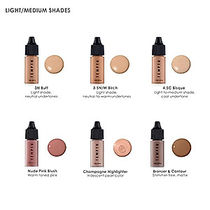 TEMPTU One Airbrush Make-up Kit for Complexion Perfection with Cordless Compressor, Light/Medium: 11-Piece Set, Portable Air Brush Machine, 3 Shades of Foundation, Blush, Bronzer, Instant Concealer