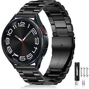 Olytop Galaxy Watch 4/6/7 Classic 47mm 46mm 43mm 42mm/5 Pro 45mm Bands, Samsung Galaxy Watch 7/FE/6/5/4 Bands 44mm 40mm, 20mm Metal Stainless Steel Replacement Wristband Strap for Men Women, Black