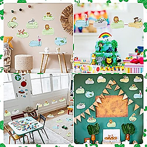 48 Pieces Jungle Animal Cutouts Safari Friend Animal Cutouts Colorful Animal Paper Cutouts with Glue Point Dots for Bulletin Board Classroom School Safari Animals Theme Party