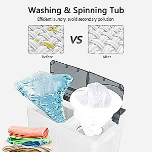 Mayjooy Portable Washing Machine, 26lbs Twin Tub Washer (18lbs) & Spinner (8lbs) Combo, Compact Laundry Machine w/3 Control Knobs, Timer Function & Built-in Drain Pump, for Apartment/RV/Dorm (Grey)