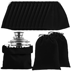 Riakrum 12 Pcs Silver Storage Bags, 18 x 18 Inch Anti-Tarnish Cloth Bag Jewelry Storage Bags Silverware Bags Fabric Cloth Bags for Silver Jewelry Silverware Protection Flatware Silver Plate (Black)