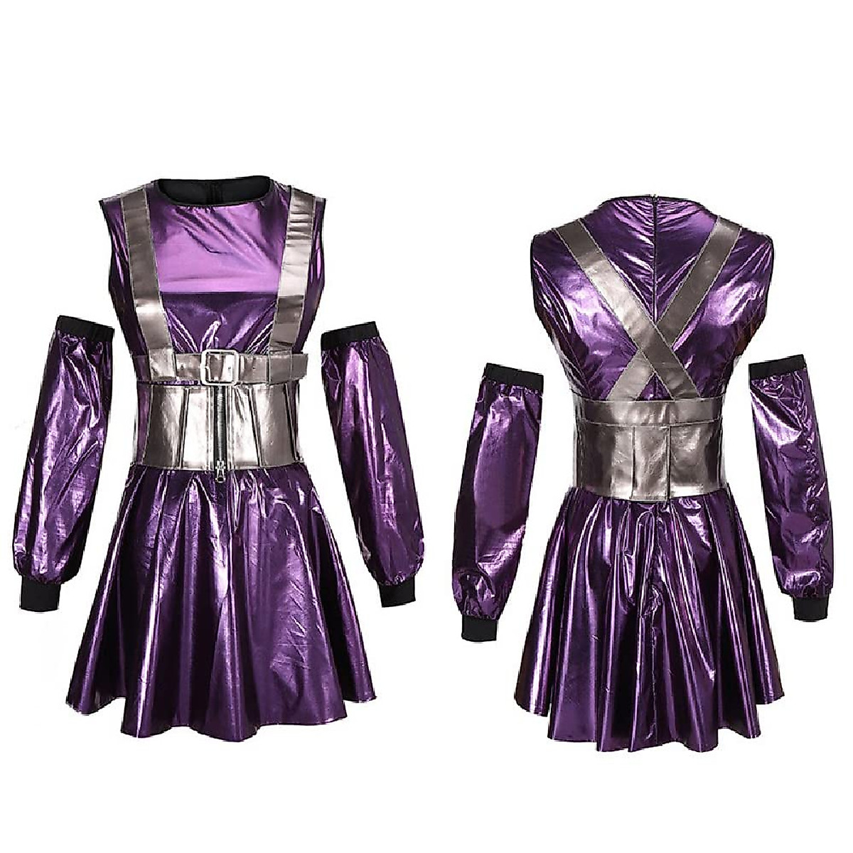 Quenny Halloween Lady Ariana Grande Cosplay Costumes,Masquerade Party Purple Stage Show Dresses,Game Anime Dress Up Costumes.(Purple,X-Large)