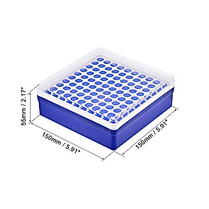 uxcell Centrifuge Tube Rack Storage Box 100-Well Polypropylene Holder for 1.5ml Microcentrifuge Tubes, Vials, Samples 11.8mm Hole Dia 2Pcs