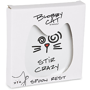 Pavilion Gift Company Blobby Cat, Cat Spoon Rest "Stir Crazy", 5", White
