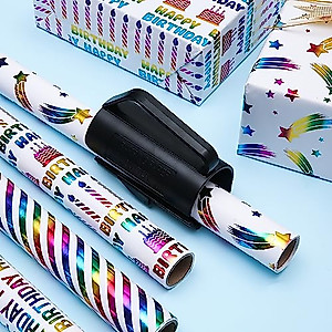 THMORT Birthday Wrapping Paper Roll with a Cutter Kit for Boys&Girls,Adults,Kids Princess Pink Barbies 17 Inch X 120 Inch Colorful Foil Gift Wrapping Paper Rainbow Baby Shower