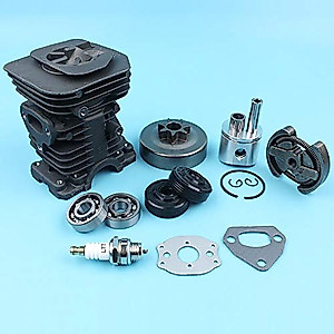 Laliva tools - 38mm Cylinder Piston Clutch Drum Ball Bearings For HUSQVARNA 136 137 141 142 Chainsaw Oil Seals Spark Plug Muffler Carb Gasket