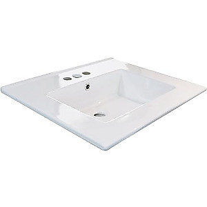 LUCKWIND 24" Modern Bathroom Vanity with Sink Combo, Black MDF Bathroom Storage Cabinet with Overflow 3-Hole Drop in Ceramic Vessel Sink Top & Mirror, Excluding Faucet