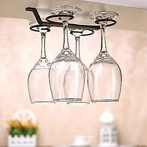 YINUODAY Wine Glass Rack Under Cabinet, Metal Stemware Glass Holder Hanger Glasses Storage Hanger Organizer for Bar Kitchen Storage Decor
