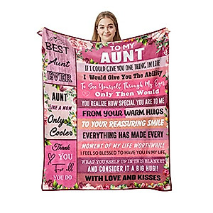 Pozevan Aunt Gift, Mother's Day Blanket Gifts for Aunt, Aunt Gifts from Niece Nephew, Best Aunt Ever Gifts, Birthday Gifts for Aunt, Funny Aunt Gifts, Meaningful Gift for Aunt - Blanket 60" X 50"