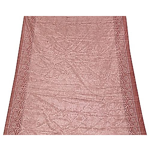 Peegli Vintage Bandhani Printed Saree Pink Recycled Fabric Silk Blend DIY Craft Sari