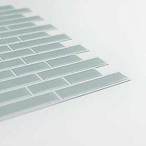 In Home NH2361 Sea Glass Peel & Stick Backsplash Tiles, Blue