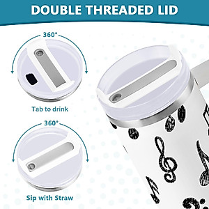 Blueangle 30 oz Music Notes Icon Tumbler with Handle and Straw Lid, Insulated Cup Reusable Stainless Steel Water Bottle Travel Mug（591）
