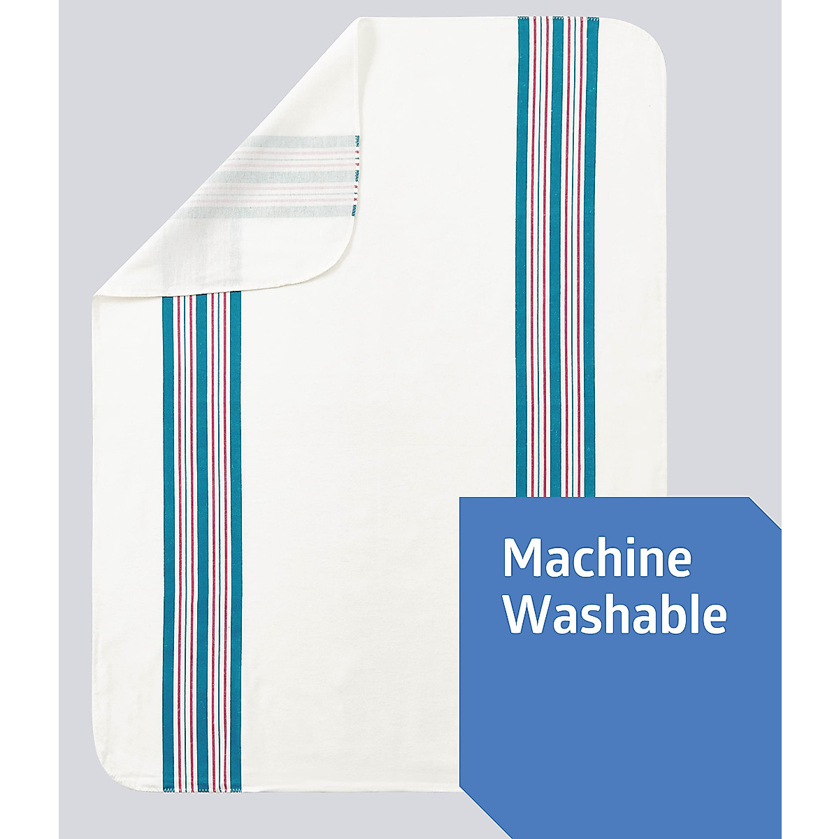 Medline Kuddle Up Hospital Receiving Baby Blankets, 100% Cotton, 30" x 40", White with Blue/Pink Stripes (Pack of 3)